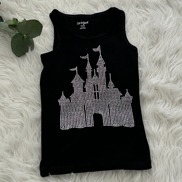 Shirts & Tops | Girls Disney Cinderella Castle Rhinestone Bling Tank ...